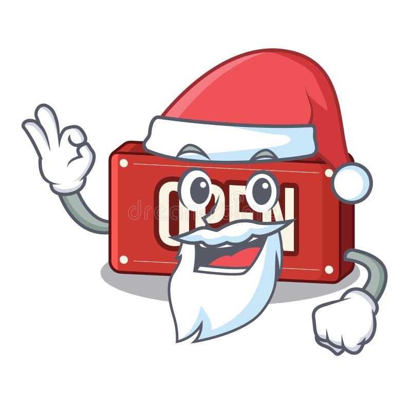 Santa Open Sign Above on Table Cartoon Stock Vector - Illustration of ...