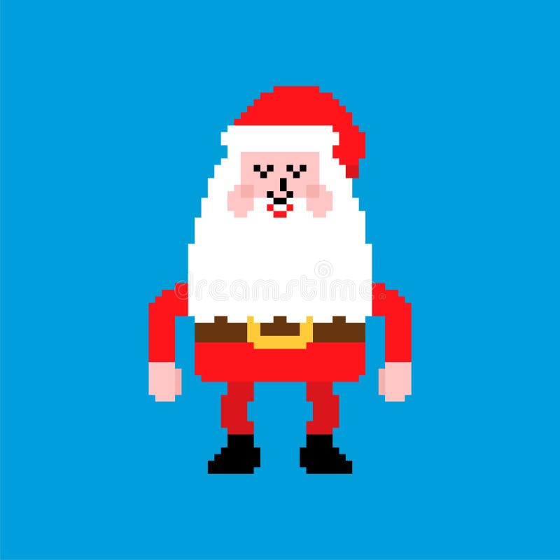 Santa Pixel Art. 8 Bit Christmas and New Year Vector Illustration Stock ...