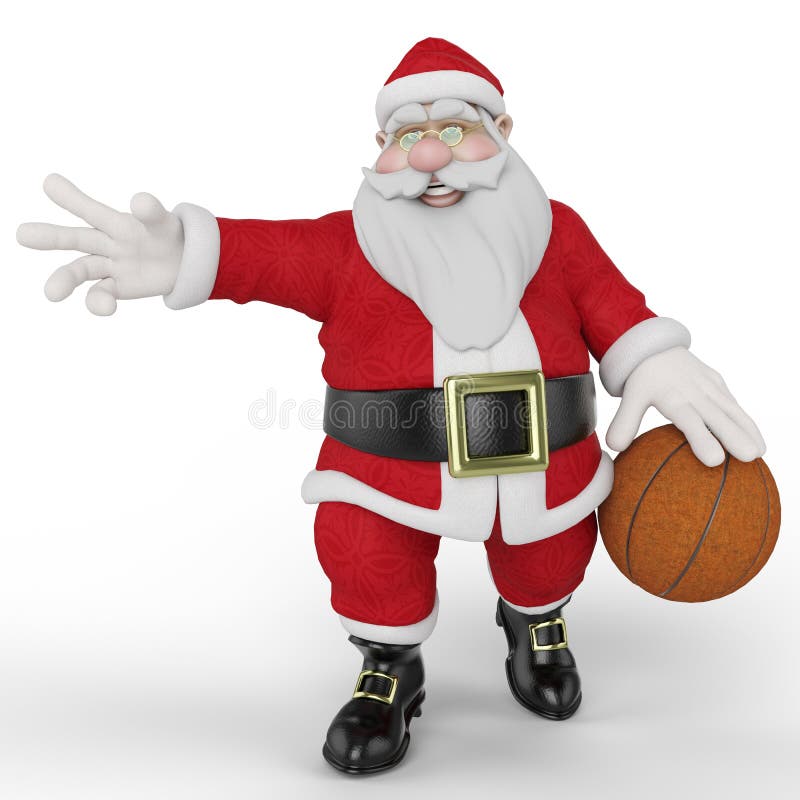 Santa playing basketball stock illustration. Illustration of bows ...