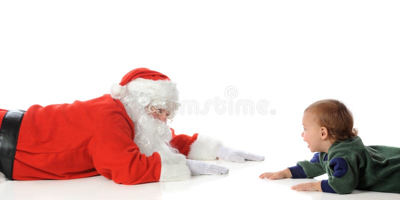 Santa Playing with Toddler stock image. Image of green - 12044201