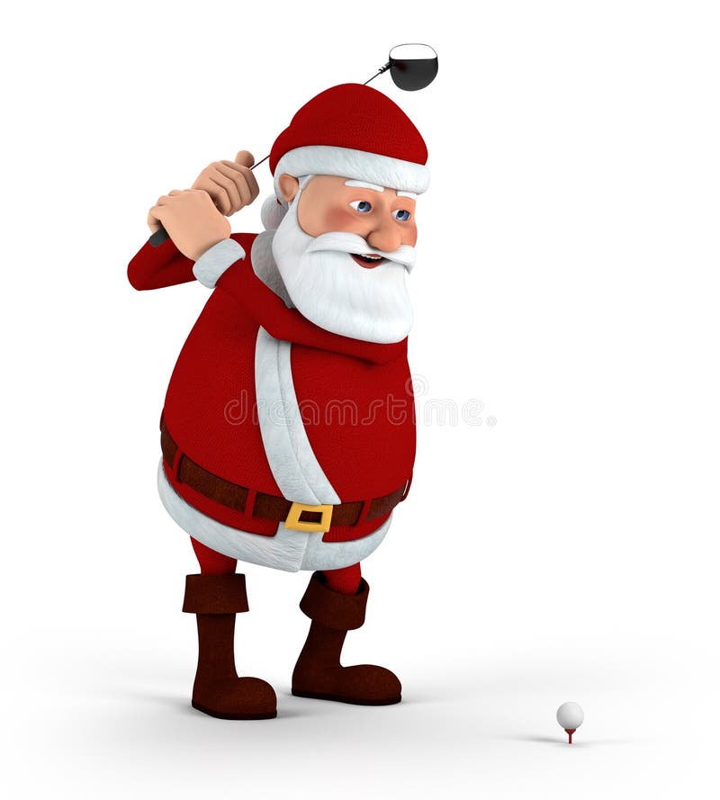 Santa plays a golf stock illustration. Illustration of midnight - 6415586