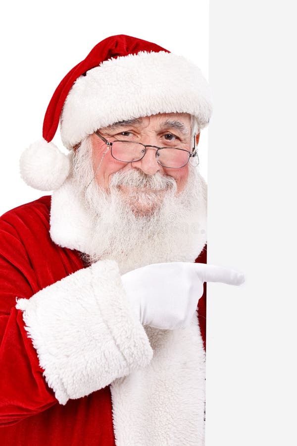 Santa Pointing To Blank Board Stock Image - Image of hand, commercial ...