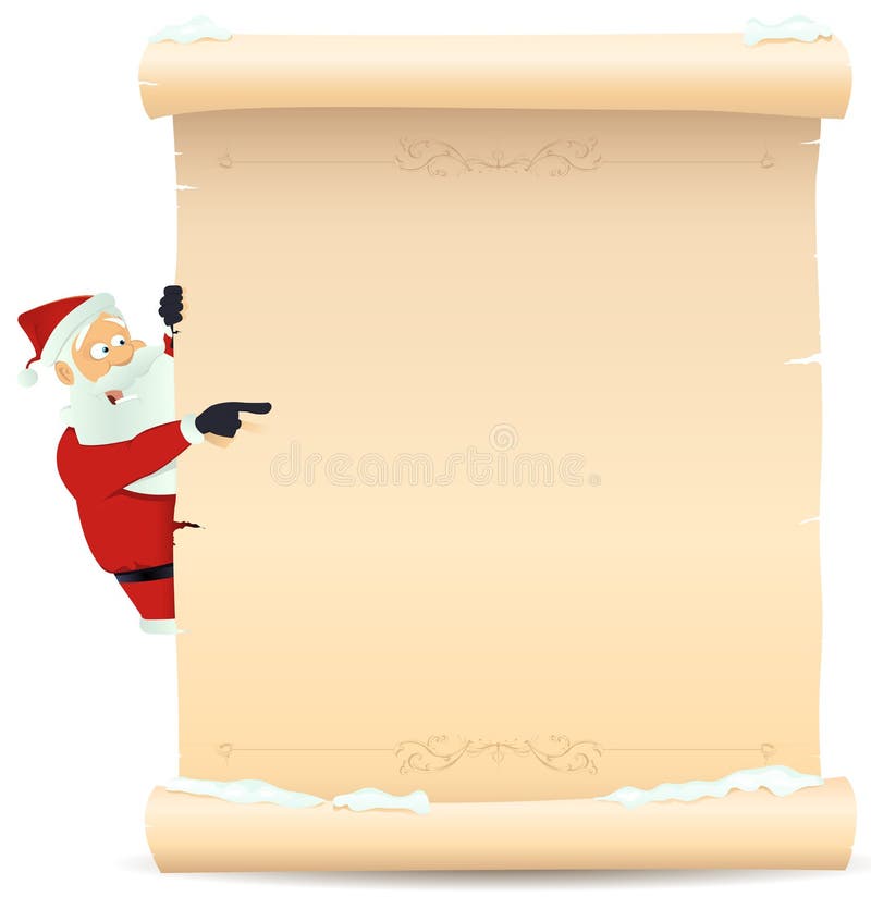 Santa S List on Old Parchment Scroll Stock Illustration - Illustration ...