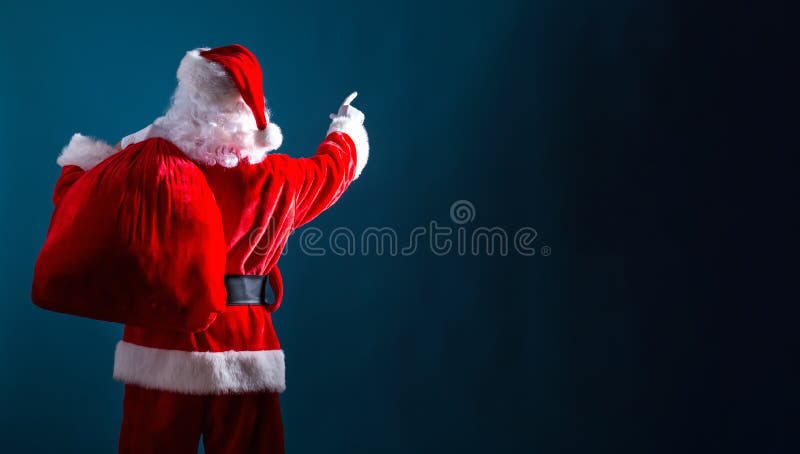 Santa Pointing To Blank Board Stock Image - Image of hand, commercial ...