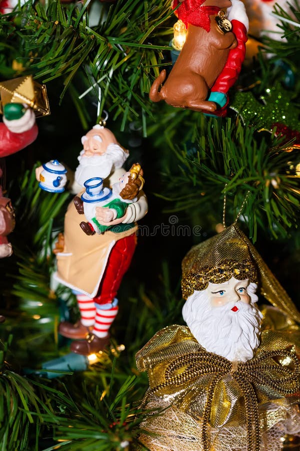 Santa Pouring Tea Sith a Doll Decorative Ornament Stock Image - Image ...