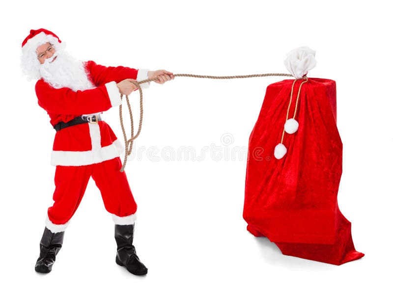 Santa Claus with Huge Bag of Presents Stock Image - Image of hold, huge ...