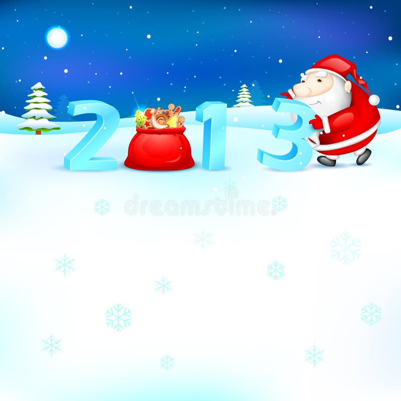 Santa pushing sleigh stock illustration. Illustration of walking - 12038801