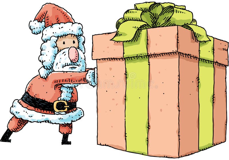 Santa pushing sleigh stock illustration. Illustration of walking - 12038801