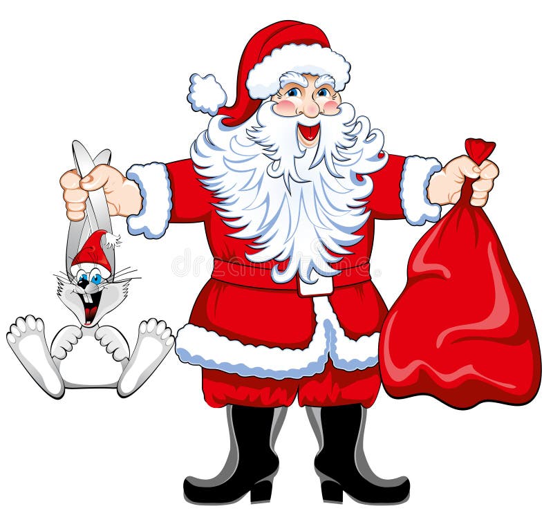 Santa and rabbit stock vector. Illustration of adults - 17243781