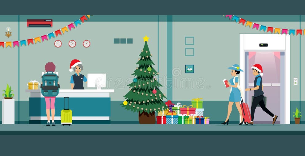 Christmas at the reception stock vector. Illustration of enjoyment ...