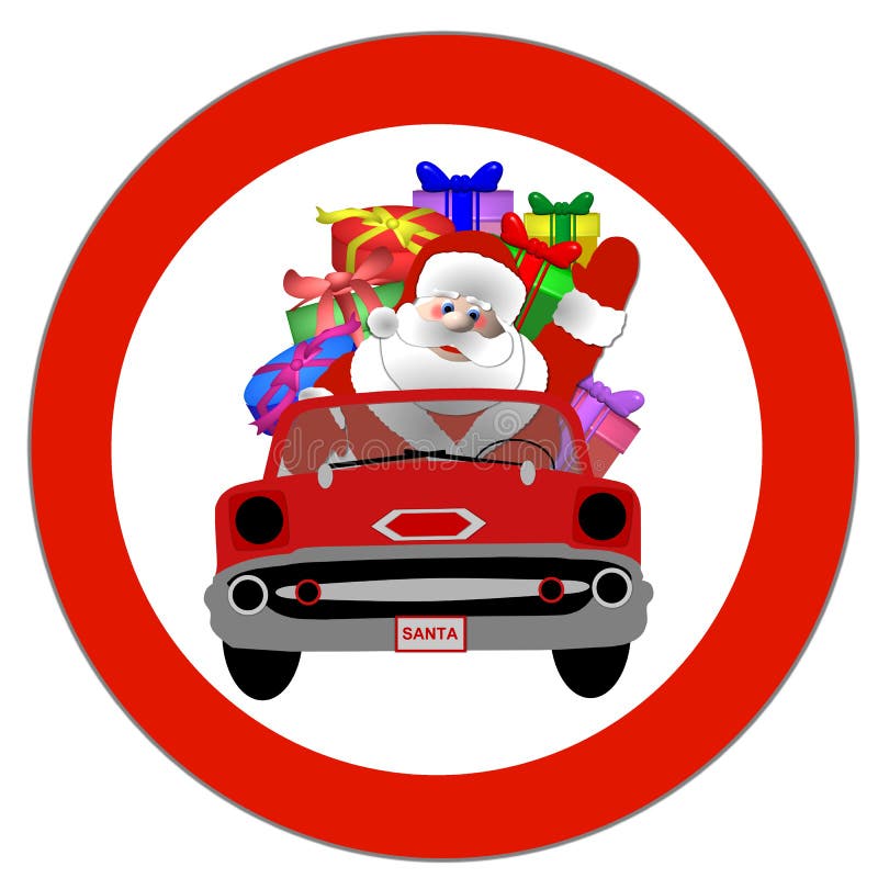 Santa in red convertible stock illustration. Illustration of delivery ...