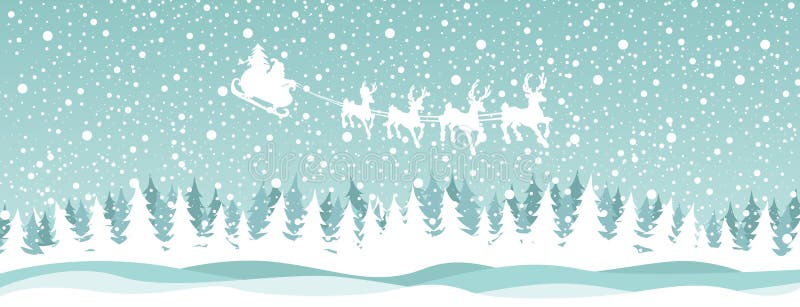 Santa Reindeer Over the Forest Stock Vector - Illustration of ...