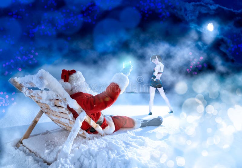 Santa relaxing at night stock image. Image of people - 34328673