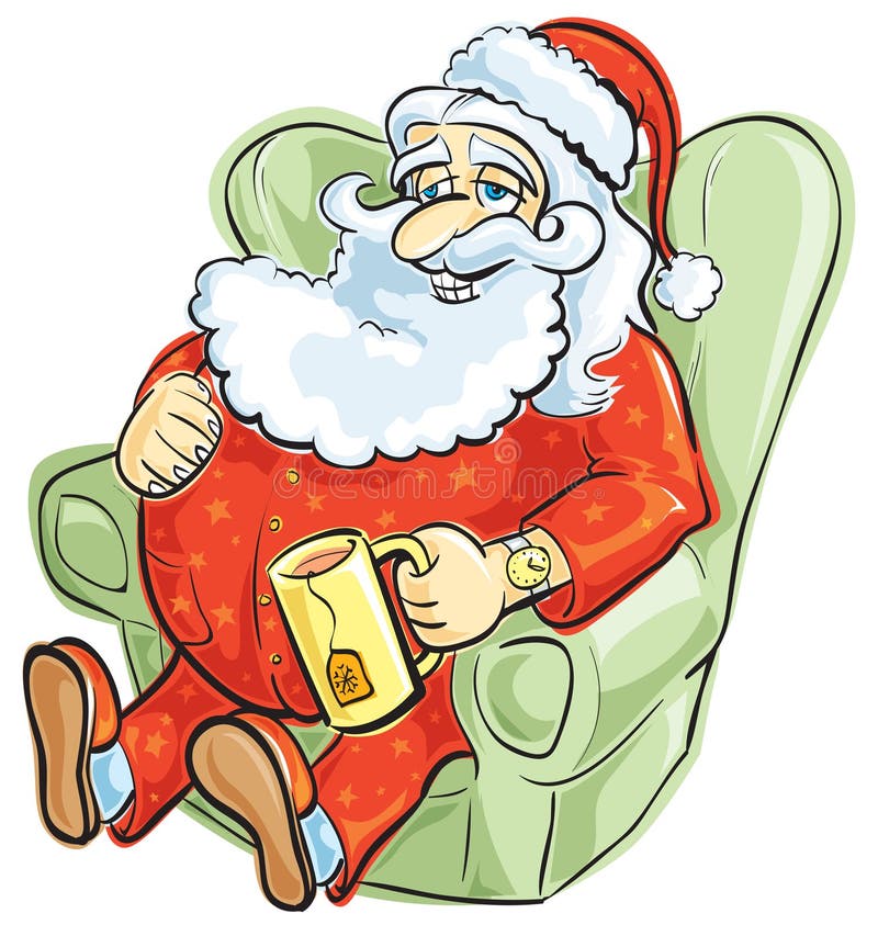 Santa Resting on an Edge stock illustration. Illustration of cartoon ...