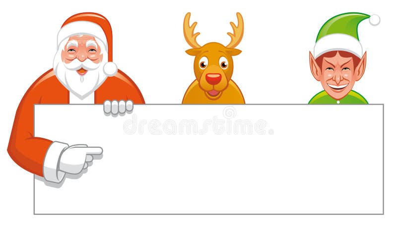 Santa,Rudolph and Elf with Bla Stock Illustration - Illustration of ...