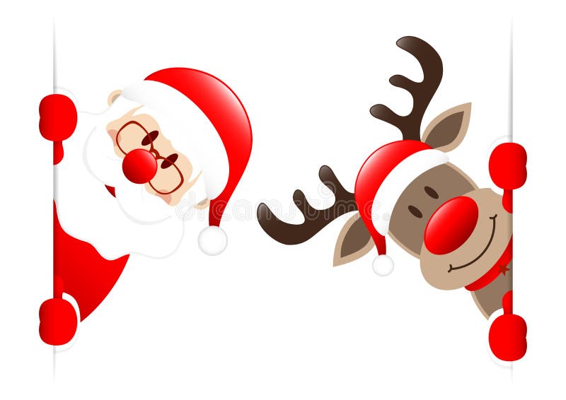 Santa and Rudolph Inside Vertical Banner Stock Vector - Illustration of ...