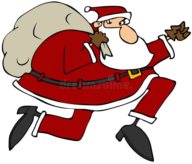 Santa on the run stock illustration. Illustration of christmas - 28077601