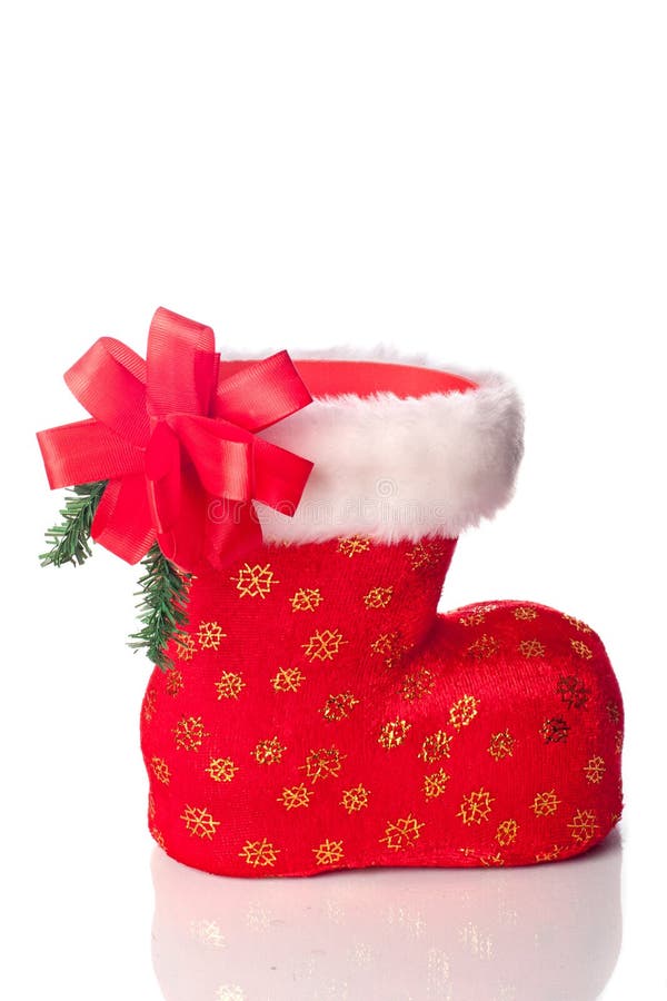 Santa S Boot Decorated with Xmas Bow Stock Image - Image of navidad ...