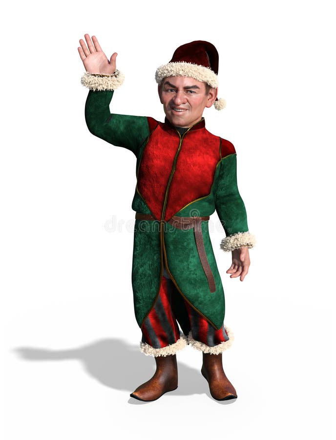 Santa S Elf Waving through a Circle Stock Illustration - Illustration ...