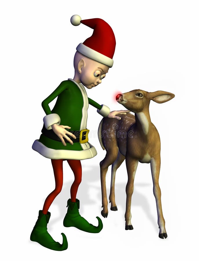 Santa S Elf with Young Rudolph - Includes Clipping Path Stock ...