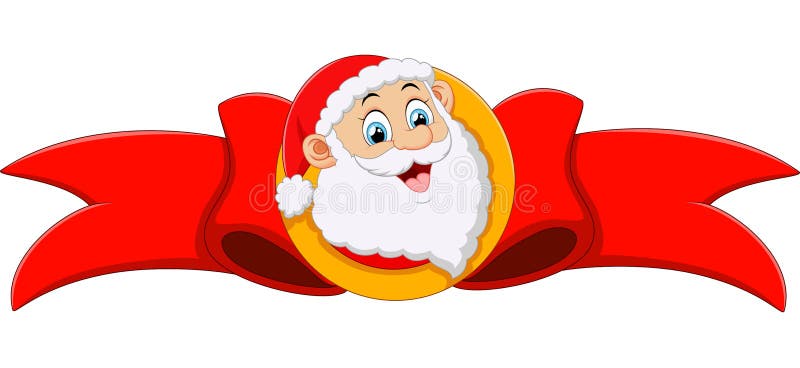 Santa S Head and Red Ribbon Stock Vector - Illustration of ...