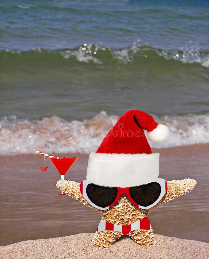 Santa Starfish on a Red Beach Chair Stock Image - Image of beach, silly ...