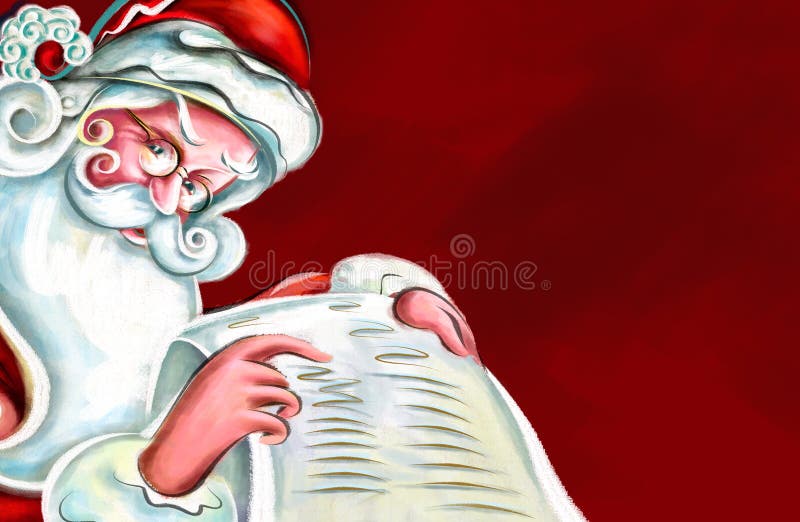 Santa checking his list stock vector. Illustration of merry - 12424078