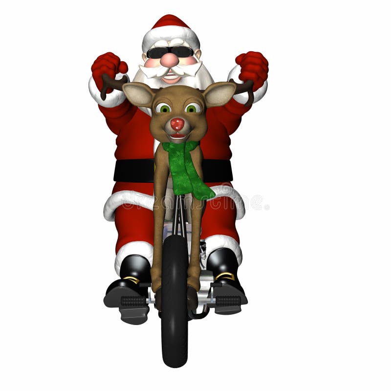 Santa and Reindeer - Bicycle Built for Two Stock Illustration ...