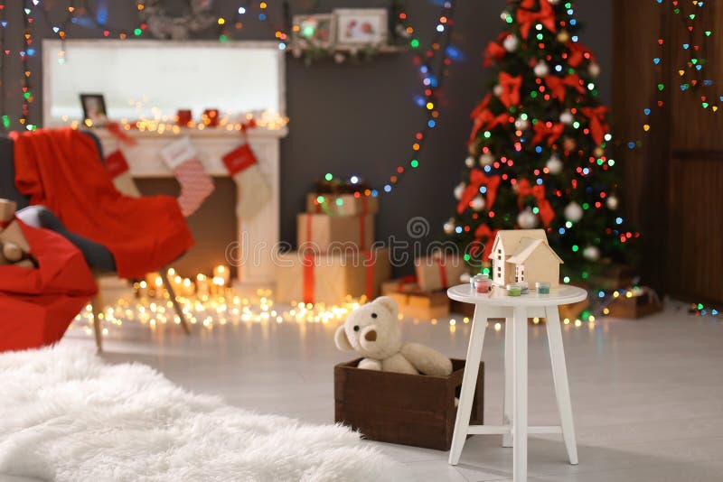 Santa`s Room Interior with Toys Stock Photo - Image of decor, furniture ...