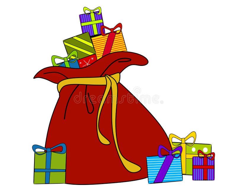 Santa S Sack of Christmas Gifts Stock Illustration - Illustration of ...