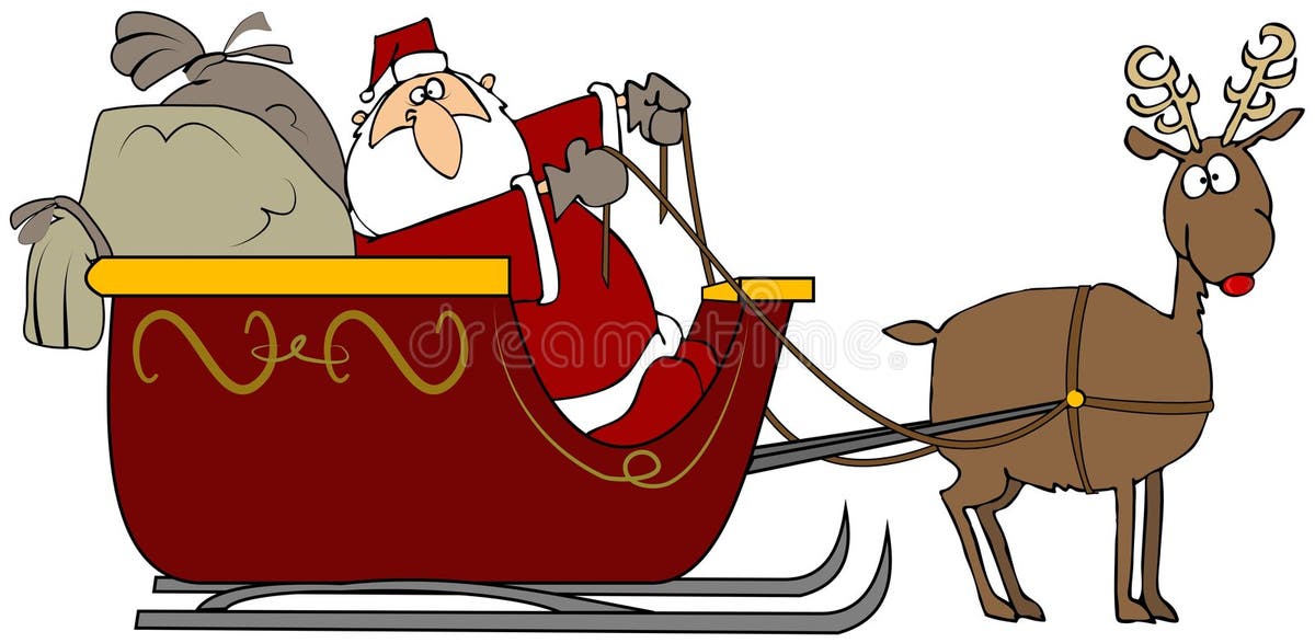 Rudolf Santa Sleigh Stock Illustrations – 313 Rudolf Santa Sleigh Stock ...