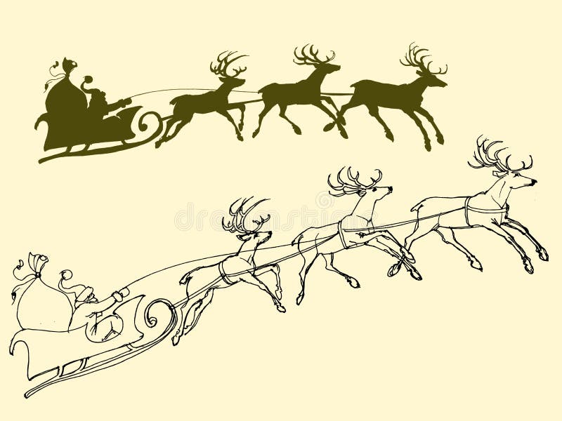 Outline Santa Sleigh Stock Illustrations – 3,099 Outline Santa Sleigh ...