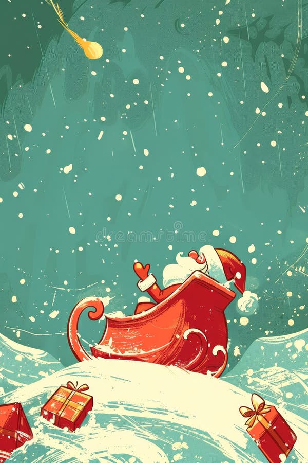 Santa S Sleigh Soaring Under Starlit Sky with Comet, Minimalist Focus ...