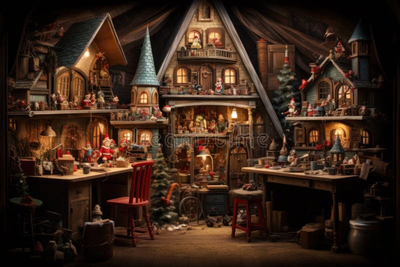 Santa S Workshop - Generative AI Stock Illustration - Illustration of ...
