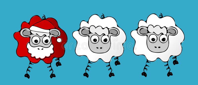 Santa sheep. stock vector. Illustration of claus, three - 7417547