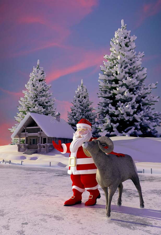 Santa and sheep stock illustration. Illustration of winter - 48614401