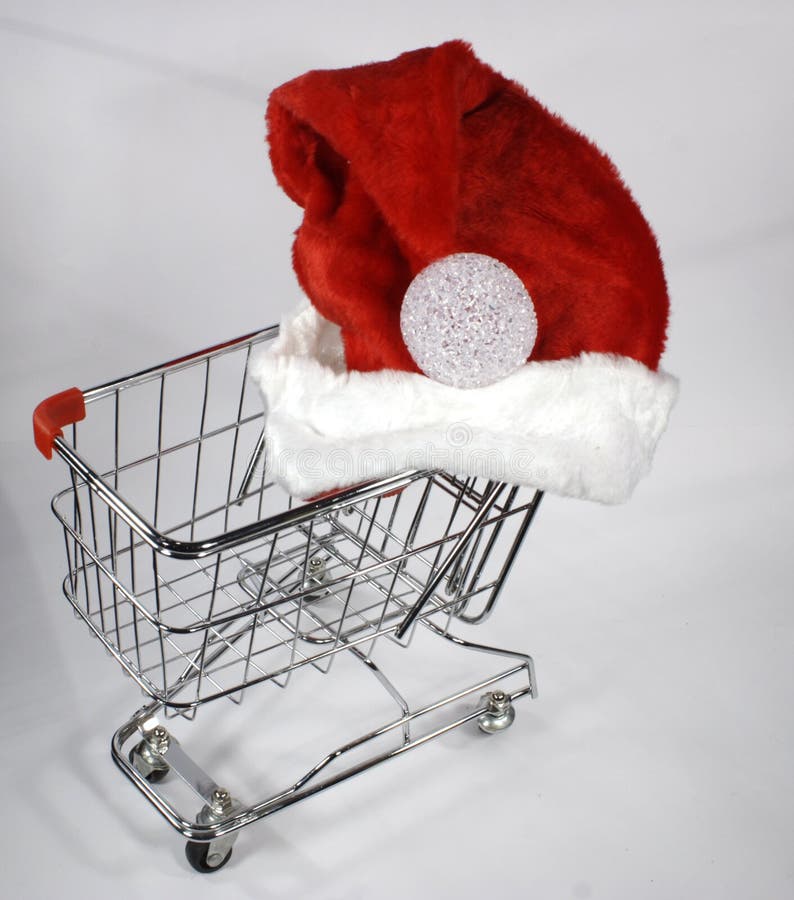 Santa shopping cart stock photo. Image of claus, cart - 1622318