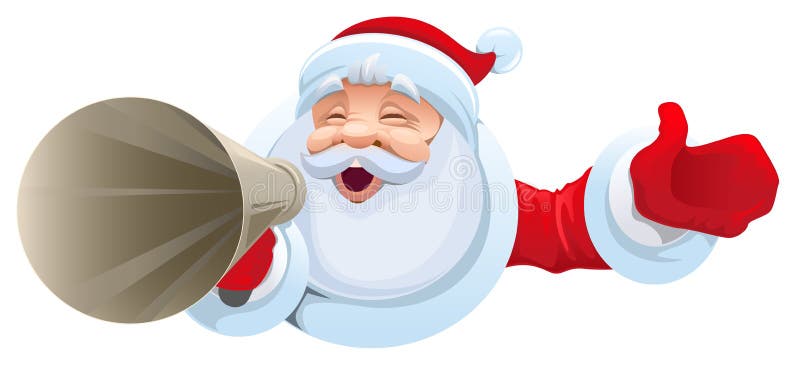 Santa Shouts into Megaphone. Christmas Sale Stock Vector - Illustration ...