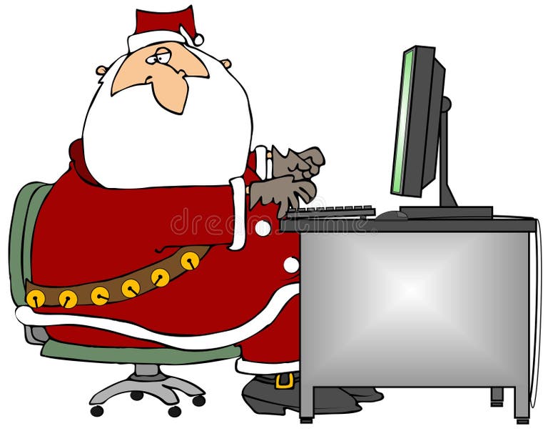 Santa Sitting Computer Desk Stock Illustrations – 83 Santa Sitting ...