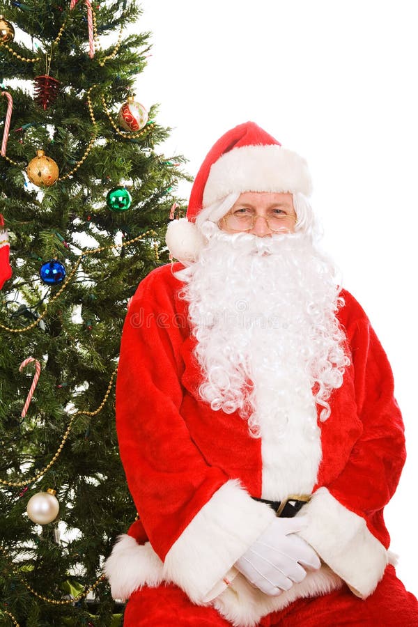 Santa Sitting Under Christmas Tree Stock Image - Image of christmas ...