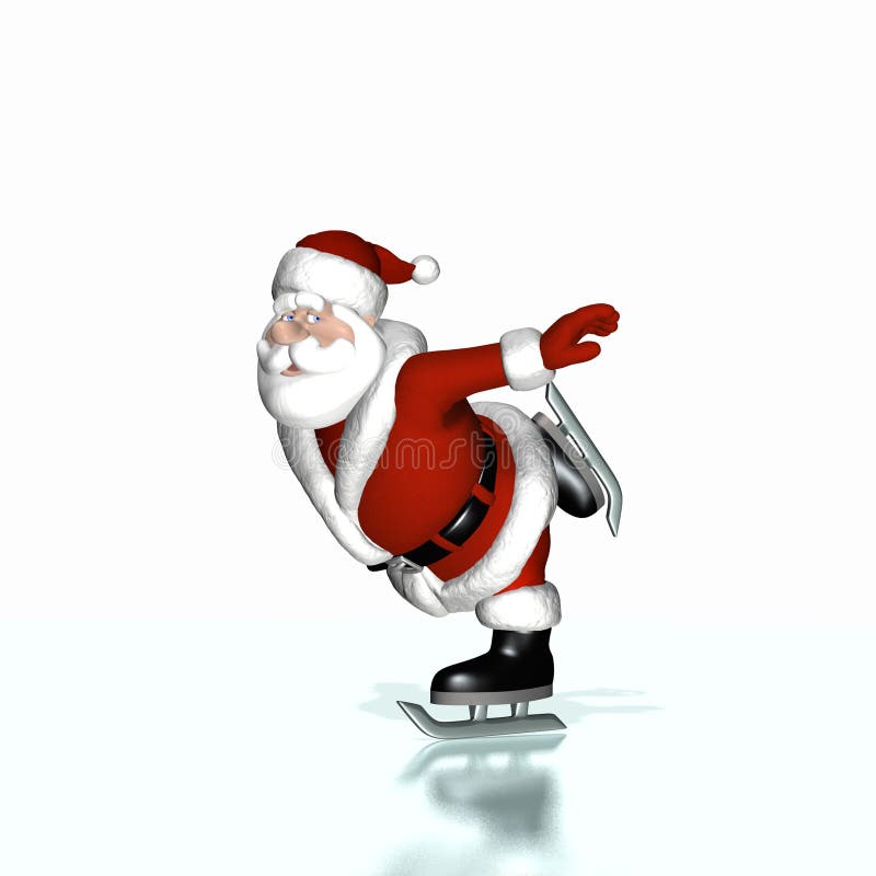 Cute Christmas Elf Ice Skating Stock Illustration - Illustration of ...
