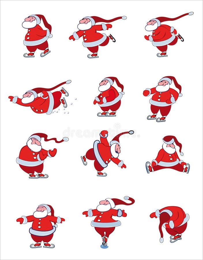 Santa Skating stock illustration. Illustration of cartoon - 17409092