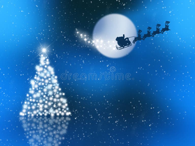 Santa in the sky stock illustration. Illustration of moon - 11479625