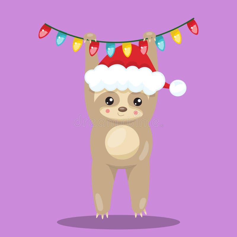 Santa sloth light 04 stock vector. Illustration of santa - 197988037