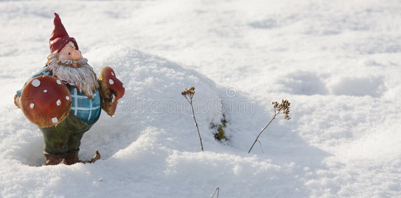 Santa in snow stock image. Image of mashrooms, figurine - 8123213