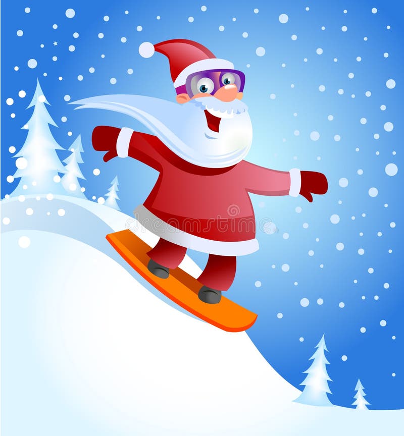 Santa on a snowboard stock vector. Illustration of holiday - 11782751