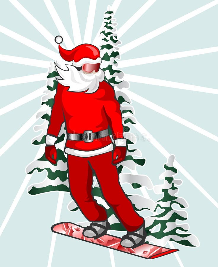 Santa snowboarding stock vector. Illustration of ride - 12031318