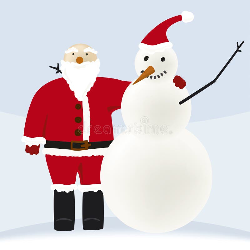 Santa Claus and Snowman Plays Curling Stock Illustration - Illustration ...