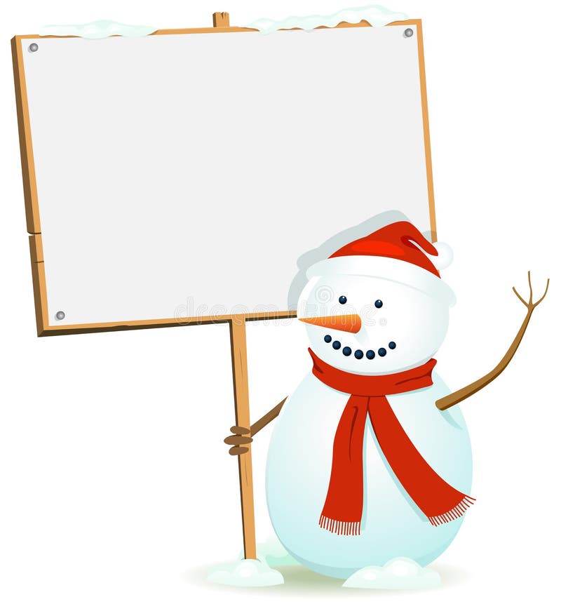 Santa Snowman Holding WOod Sign Stock Vector - Illustration of ...