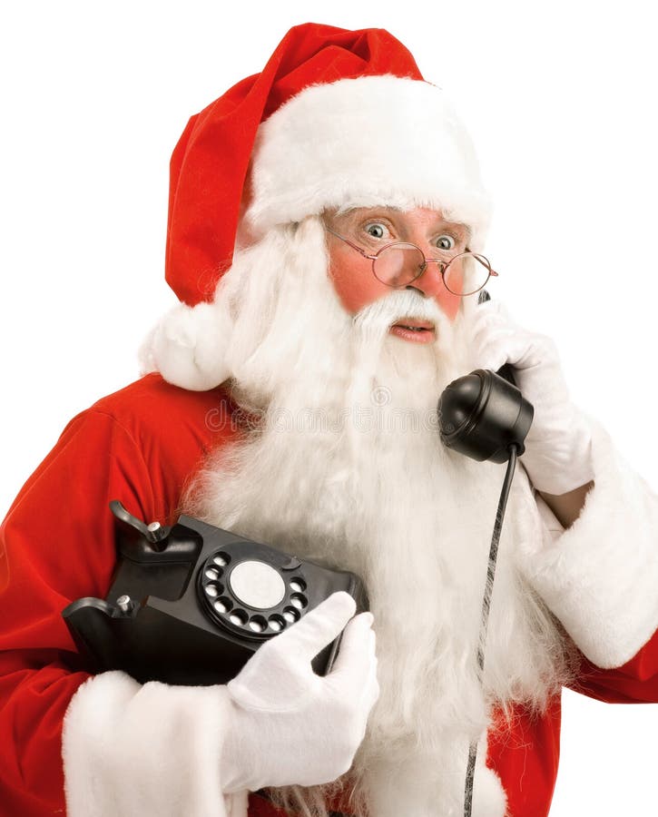 Santa Speaking on the Phone Stock Photo - Image of christmas, camera ...